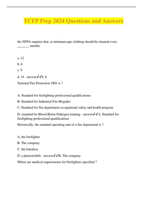 TCFP Prep 2024 Questions And Answers Tcfp Stuvia US