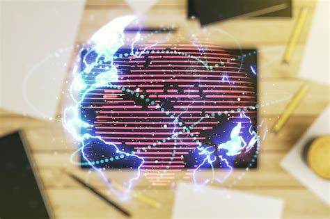 Premium Photo Double Exposure Of Abstract Digital World Map With Connections And Modern