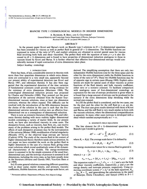 Pdf Bianchi Type I Cosmological Models In Higher Dimensions