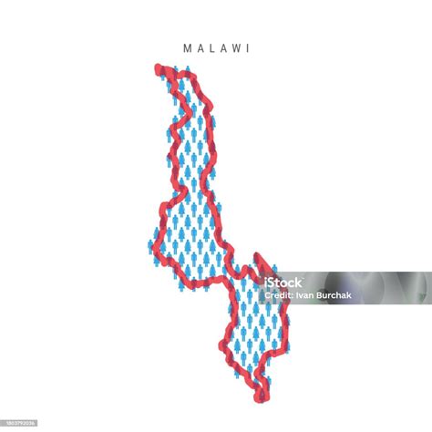 Malawi Population Map Stick Figures Malawian People Map Pattern Of Men And Women Flat Vector