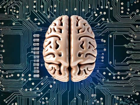 Image Of The Human Brain As The Printed Circuit As Motherboard