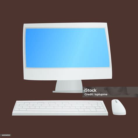 데스크톱 컴퓨터 기술 절연 아이콘 통신 장비 금속 Pc 모니터 프레임 현대 사무실 네트워크 전자 장치 공간 벡터 일러스트 레이 션 0명에 대한 스톡 벡터 아트 및 기타