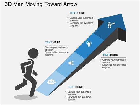 3d Man Moving Toward Arrow Powerpoint Template