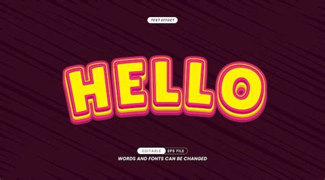 Premium Vector Editable Hello Vector Text Effect