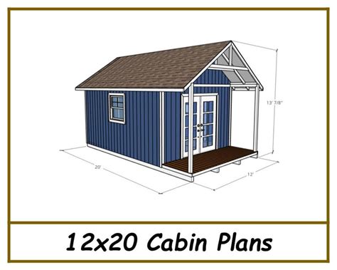 12x20 Cabin Plans With Porch Backyard Office Pdf Download Etsy