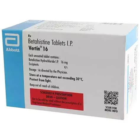 Vertin 16 Tablet Uses Price Dosage Side Effects Substitute Buy Online