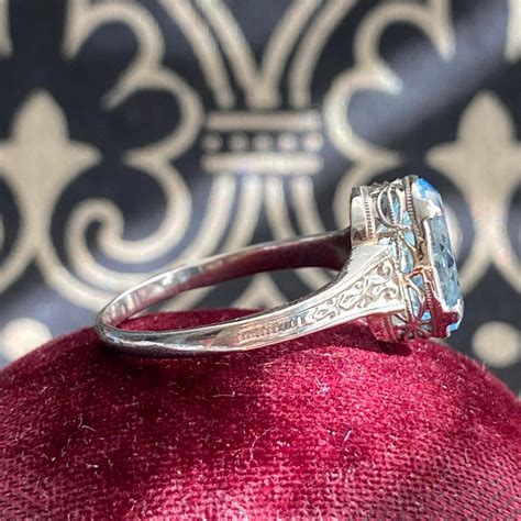 Edwardian Aquamarine 10k Filigree Ring For Sale At 1stdibs