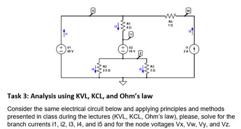 Solved X W R1 R4 10 14 V1 48 V V2 19 V 2a R2 250 R3 59