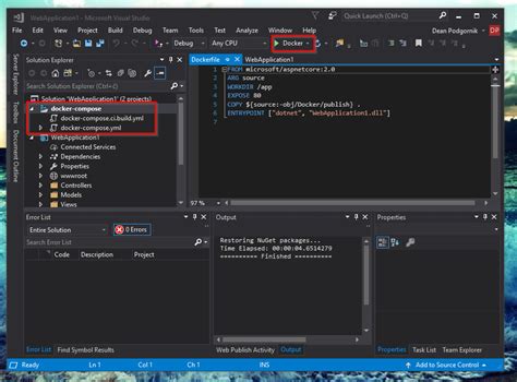 NET Core Web App Docker And MSSQL Docker With Visual Studio
