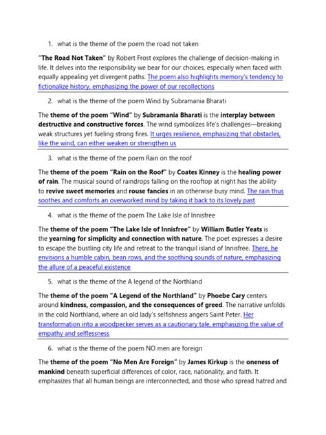 Poem Theme Pdf Poetry Classics