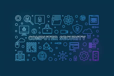 Vector Computer Security Colorful Line Horizontal Illustration 13115697 Vector Art At Vecteezy
