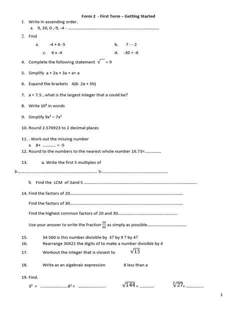 Form 1 Revision 2 Pdf
