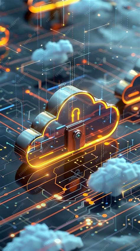 Secure Cloud With Multiple Glowing Encryption Locks Premium Ai