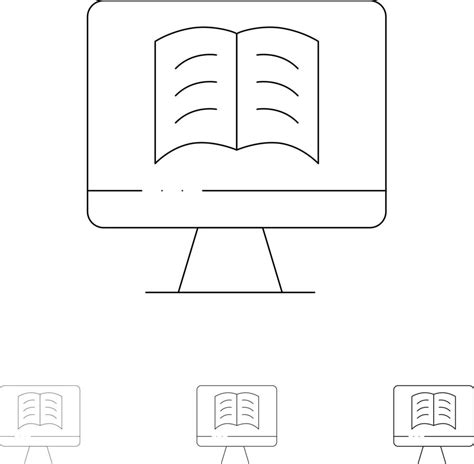 Computer Book Ontechnology Bold And Thin Black Line Icon Set 15174429