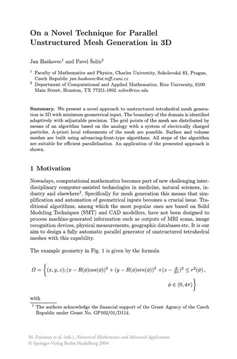 pdf on a novel technique for parallel unstructured mesh generation in 3d