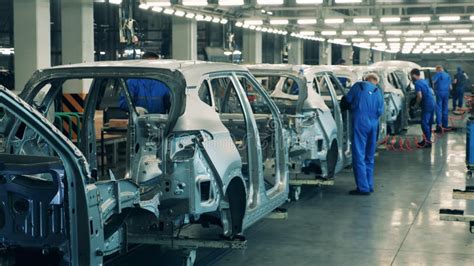 Modern Vehicle Body Production Line At A Car Manufacturing Facility Stock Footage Video Of