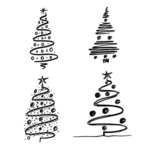 Sketch Christmas Trees Line Art Hand Drawn 50105977 Vector Art At Vecteezy