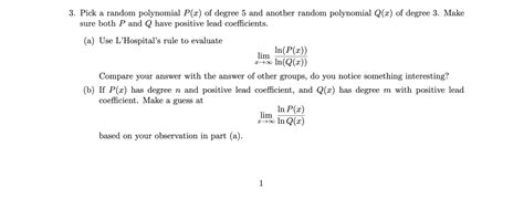 Solved 3 Pick A Random Polynomial Px Of Degree 5 And