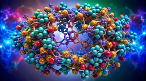 A Vibrant Molecular Structure With Diversely Colored Spheres And