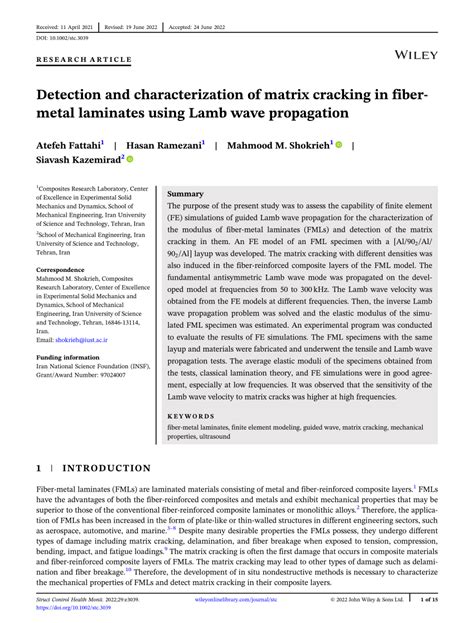 Pdf Detection And Characterization Of Matrix Cracking In Fiber‐metal