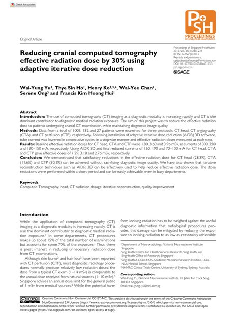 Yu Et Al 2016 Reducing Cranial Computed Tomography Effective Radiation Dose By 30 Using Adaptive