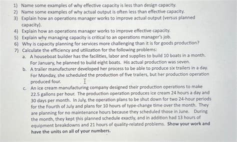 Solved 1 Name Some Examples Of Why Effective Capacity Is