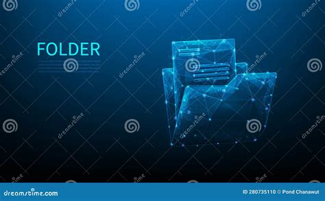 Folder Digital Technology Low Poly Wireframe Open File Folder Document