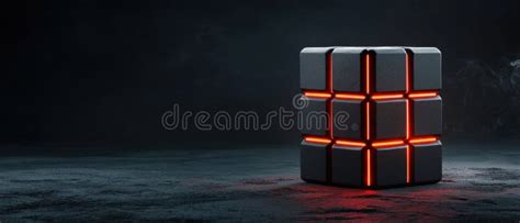 A Futuristic Cube Shaped Object With Glowing Red Lights On Its Sides