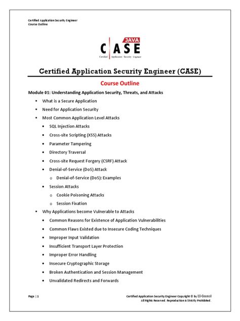 Case Java Course Outline Pdf Computer Security Security