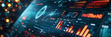 A Futuristic Computer Monitor Displaying An Abstract Network Monitoring Dashboard With Swirling