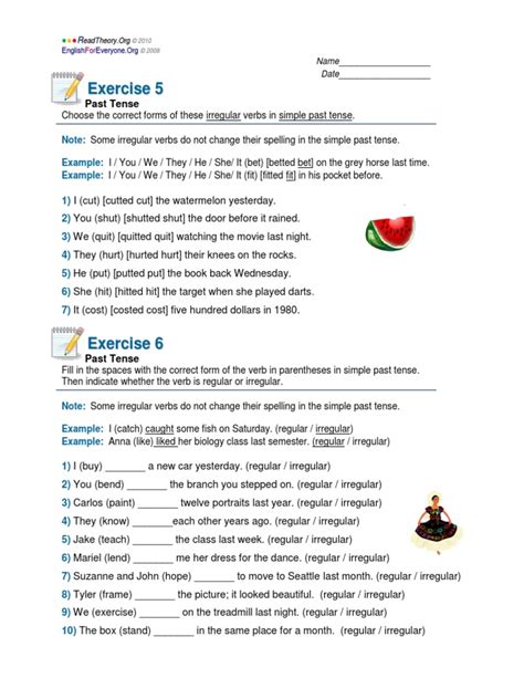 Past Tense Exercise 5and6 Pdf