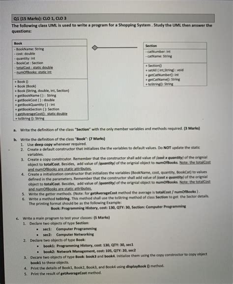 Solved Q1 15 Marks Clo 1 Clo 3 The Following Class Uml