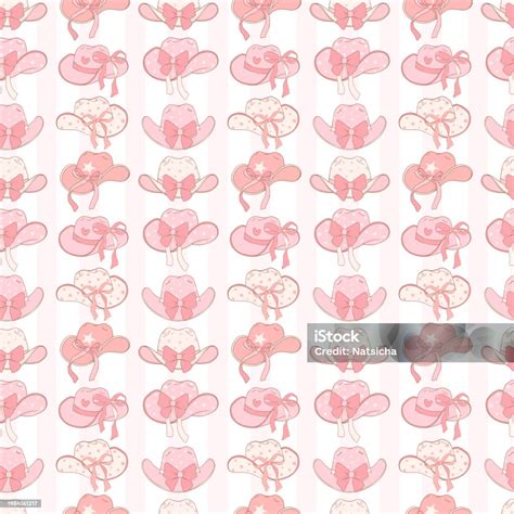 요괴 핑크 카우걸 모자 패턴 완벽한 프레피 가리 서양 디지털 종이 흰색 배경에 고립 개성 개념에 대한 스톡 벡터 아트 및 기타