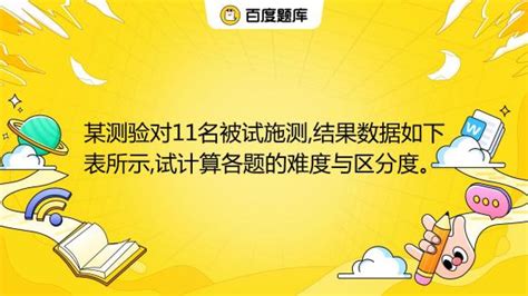 某测验对11名被试施测结果数据如下表所示试计算各题的难度与区分度。百度教育