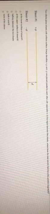 Solved Two Infinite Plane Sheets With Uniform Surface Charge