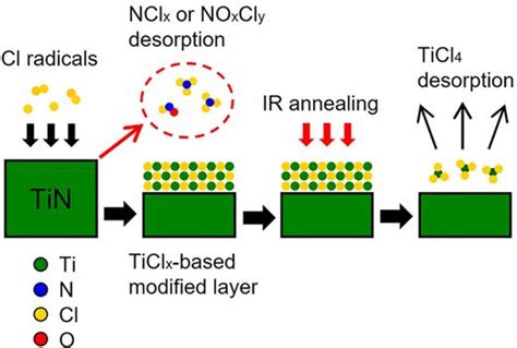 Atomic Layer Etching Of Titanium Nitride With Surface Modification By Cl Radicals And Rapid