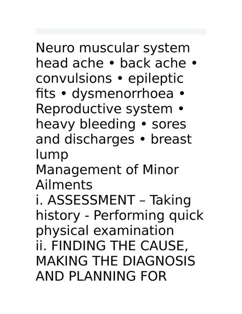 Elements Of Phc Phc Neuro Muscular System Head Ache Back Ache