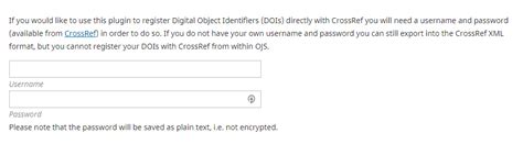Add To Username And Password Fields In The Crossref Xml Export Plugin