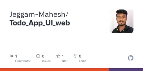 GitHub Jeggam Mahesh Todo App UI Web