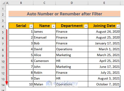 How To Auto Number Or Renumber After Filter In Excel Easy Ways