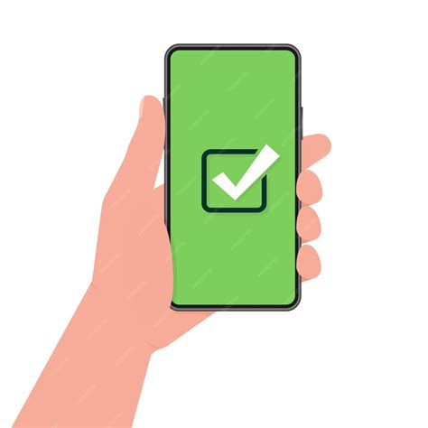 Smartphone à La Main Avec Une Marque De Vérification Sur Lécran