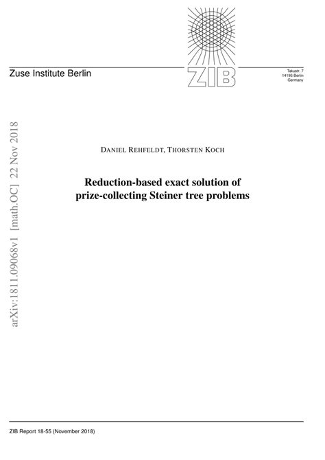 pdf reduction based exact solution of prize collecting steiner tree