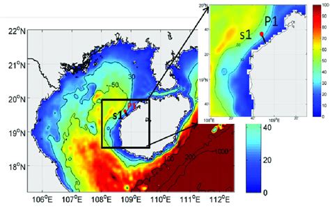 numerical model domain with bathymetry overlaid m one representative