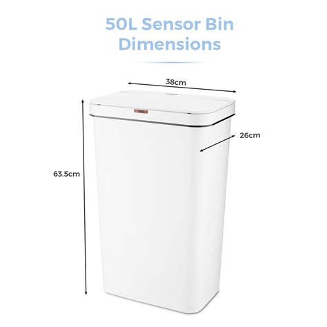 Tower 50l Rectangular Sensor Bin White Charlies