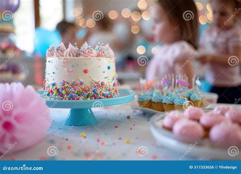Luscious Birthday Cake Generate Ai Stock Photo Image Of Confetti Icing