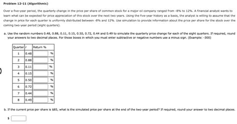 solved problem 12 11 algorithmic over a five year period