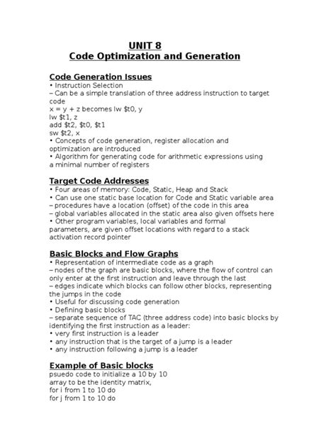 Unit 8 Code Optimization And Generation Pdf Subroutine Vertex Graph Theory
