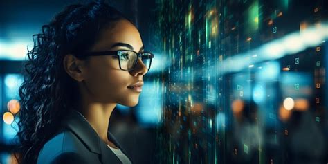 premium photo a female programmer in a futuristic data center
