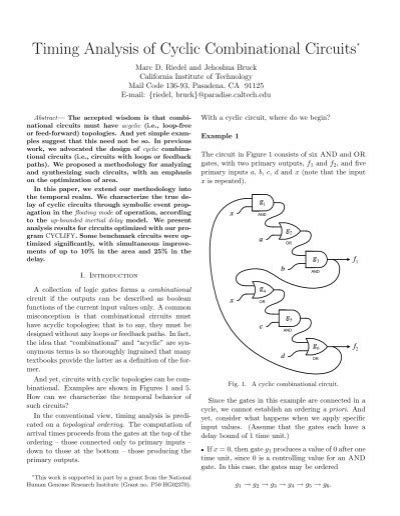 timing analysis of cyclic combinational circuits researchgate