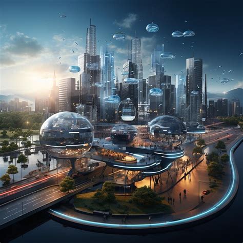 Premium Photo Futuristic Cityscape With Advanced Ai Generative Art
